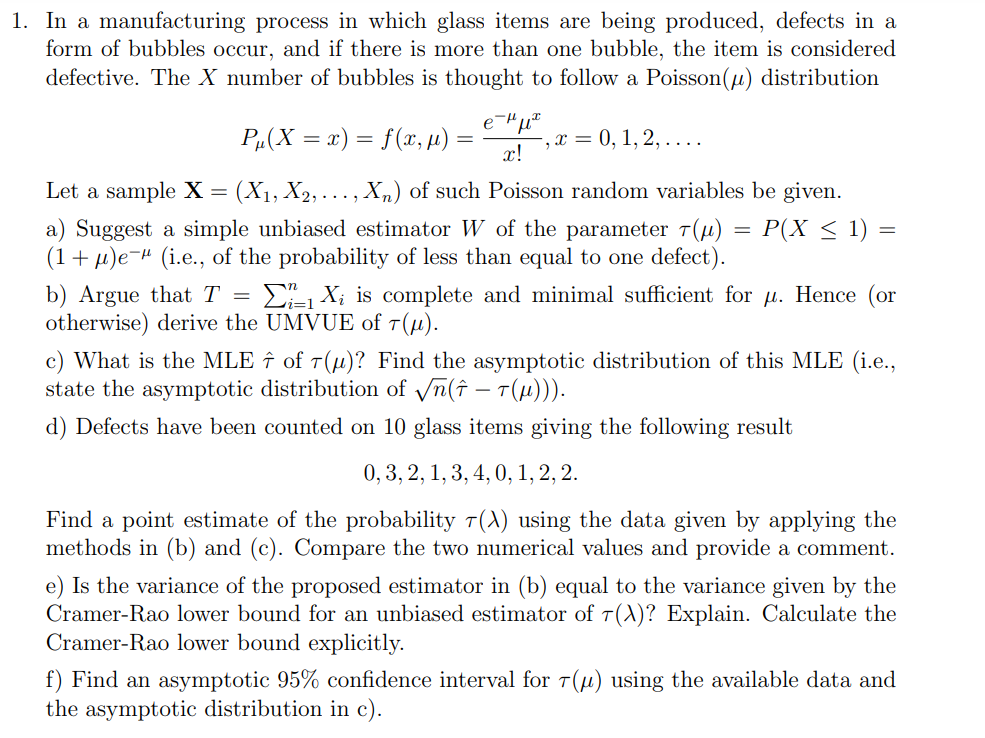 Solved In a manufacturing process in which glass items are | Chegg.com
