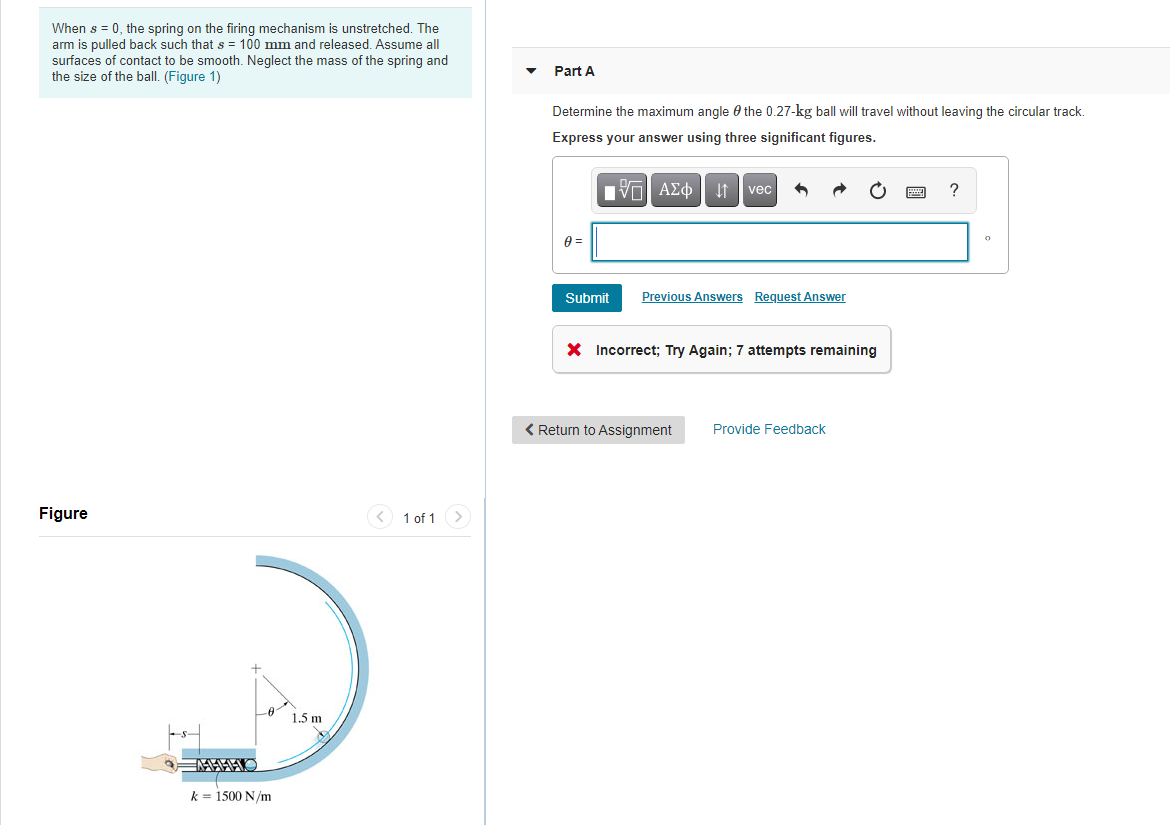 Solved When s = 0, the spring on the firing mechanism is | Chegg.com