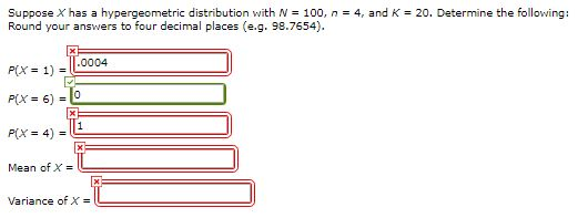 Solved Suppose X Has A Hypergeometric Distribution With N