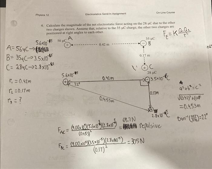 Solved Physics 12 Electrostatics Send-In Assignment On-Line | Chegg.com