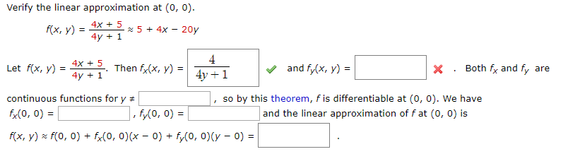 Solved Verify The Linear Approximation At 0 0 Rx Y 4x