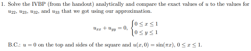 Solved Solve the IVBP (from the handout) analytically and | Chegg.com
