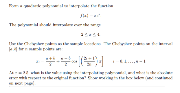 Solved Form a quadratic polynomial to interpolate the | Chegg.com