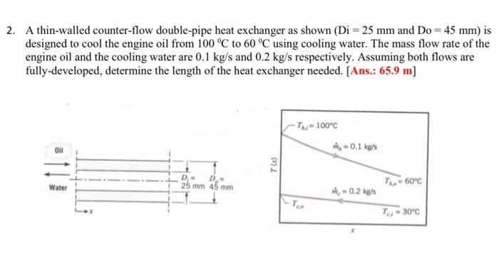 2. A thin-walled counter-flow double-pipe heat | Chegg.com