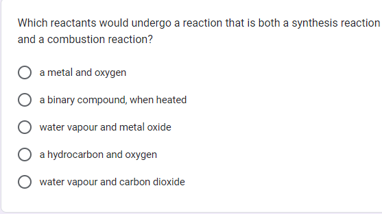 Solved Which reactants would undergo a reaction that is both | Chegg.com
