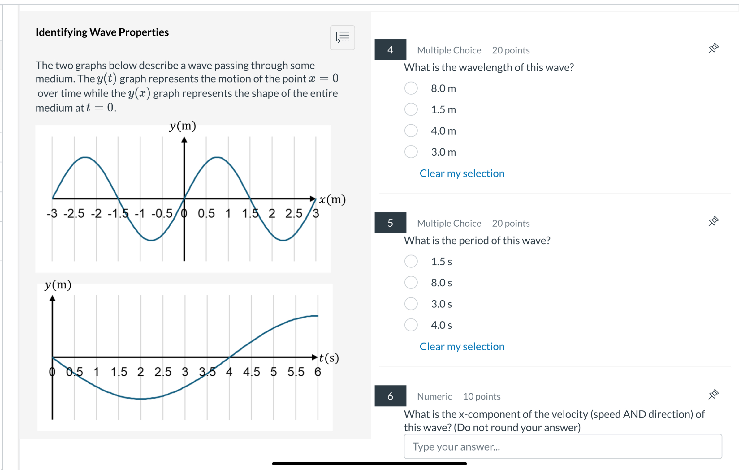 Solved The two graphs below describe a wave passing through | Chegg.com