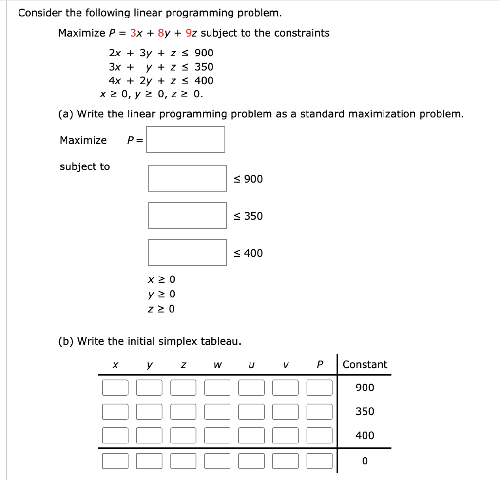 Solved Consider the following linear programming problem. | Chegg.com