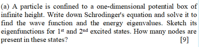 Solved (a) A particle is confined to a one-dimensional | Chegg.com