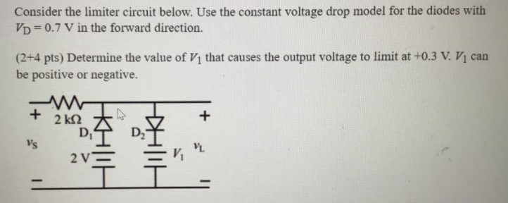 Solved Consider the limiter circuit below. Use the constant | Chegg.com