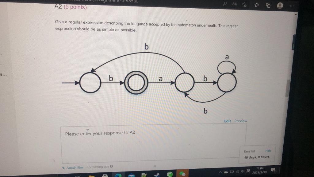 Solved A2 (5 points) Give a regular expression describing | Chegg.com