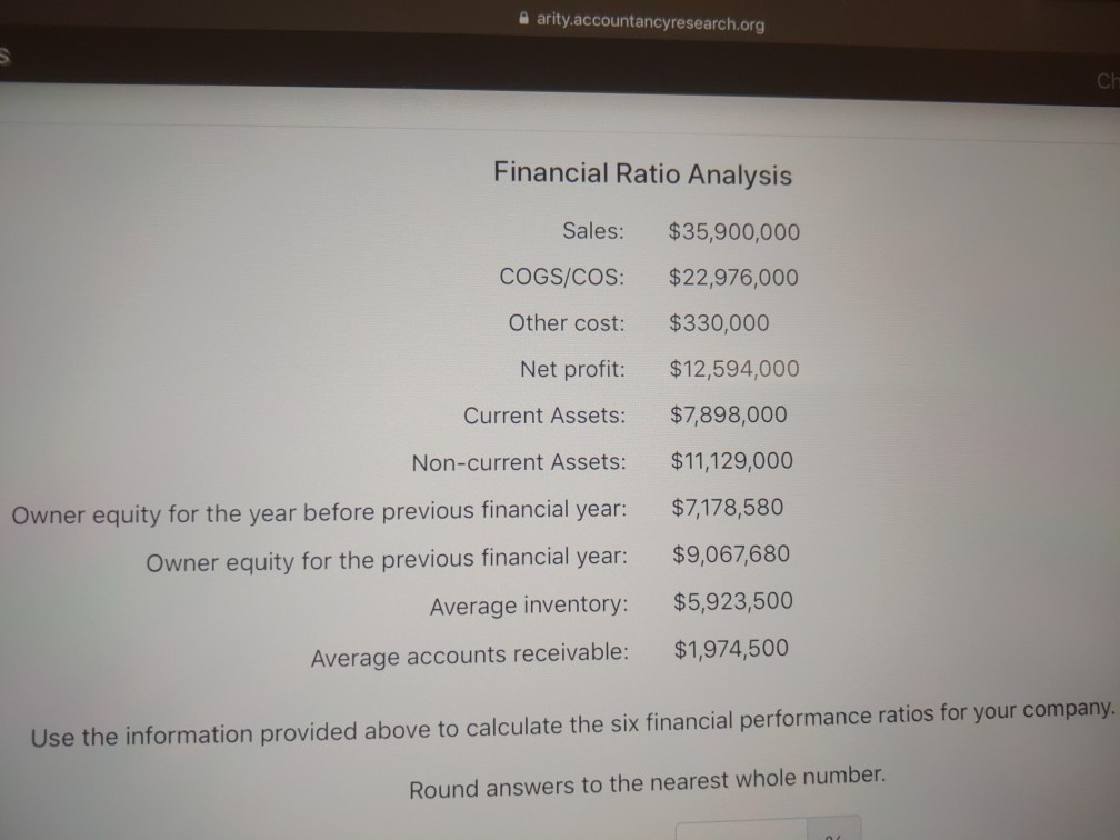Solved arity.accountancyresearch.org Ch Financial Ratio | Chegg.com