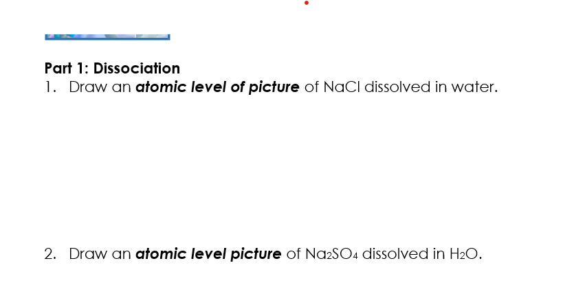Solved Part 1: Dissociation 1. Draw an atomic level of | Chegg.com