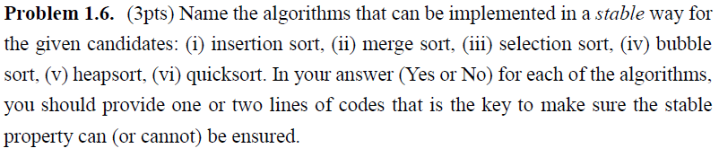 Solved Problem 1.6. (3pts) Name the algorithms that can be | Chegg.com