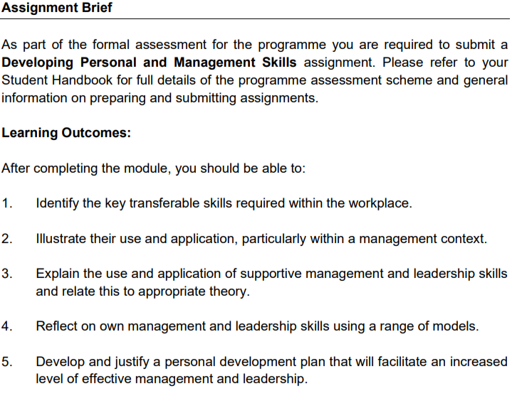 As part of the formal assessment for the programme | Chegg.com