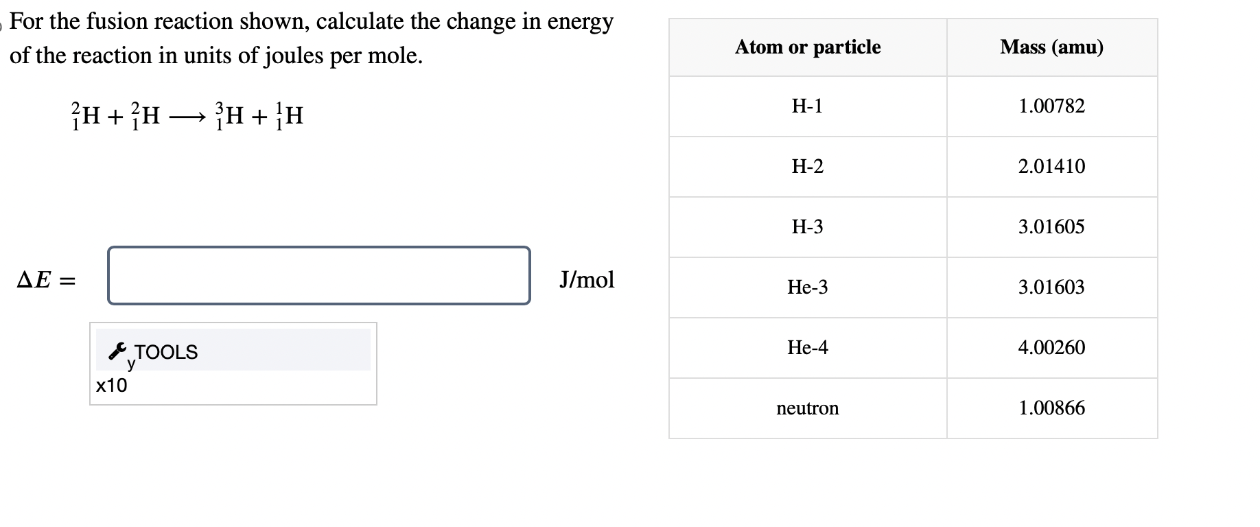 Solved For the fusion reaction shown, calculate the change | Chegg.com