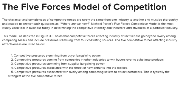 Solved The Five Forces Model of Competition The character | Chegg.com