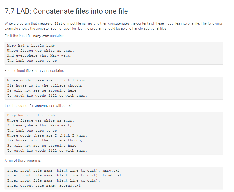 Solved Write a program that creates of list of input file | Chegg.com