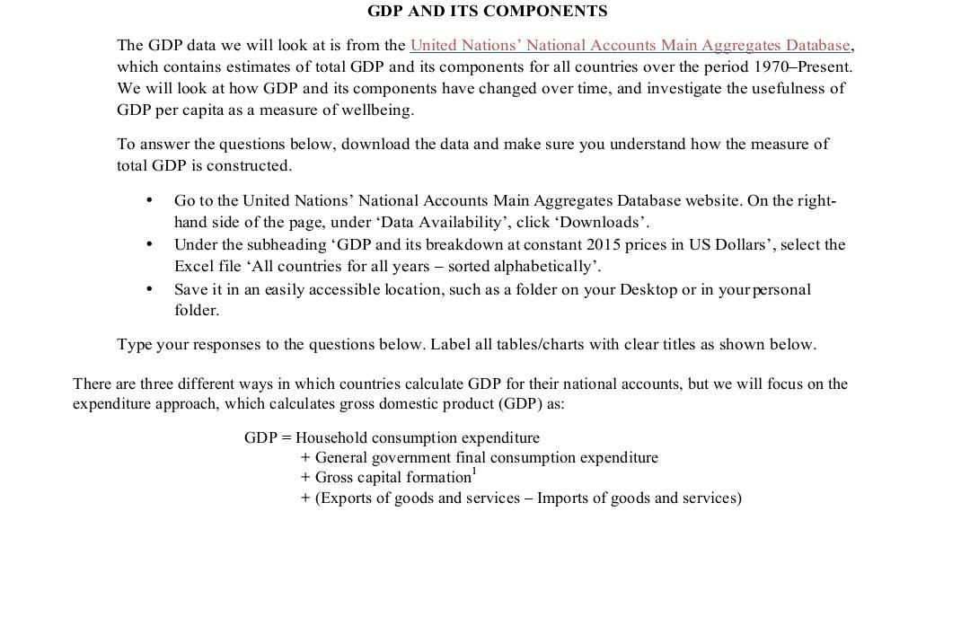 GDP AND ITS COMPONENTS The GDP data we will look at | Chegg.com