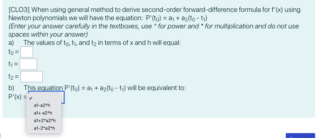 Solved [CLO3] When using general method to derive | Chegg.com