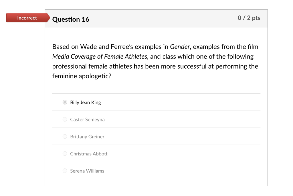Solved Based on Wade and Ferree's examples in Gender, | Chegg.com
