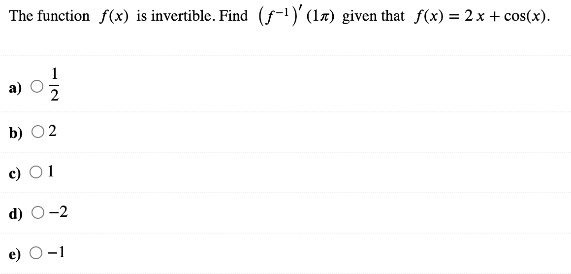 Solved The function f(x) is invertible. Find (F-1)' (11) | Chegg.com