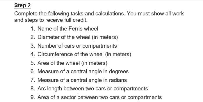 Step 1 A Ferris wheel is an amusement park ride | Chegg.com