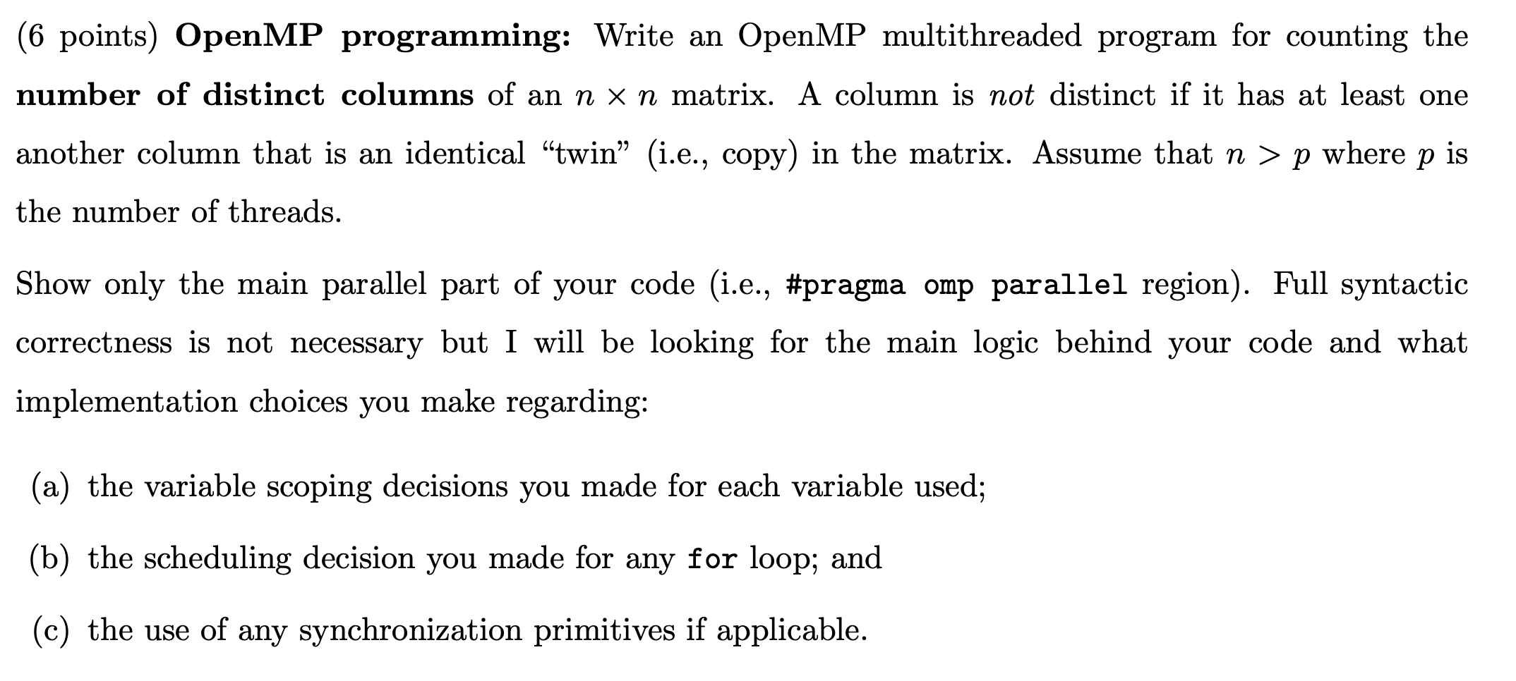 6 Points Openmp Programming Write An Openmp