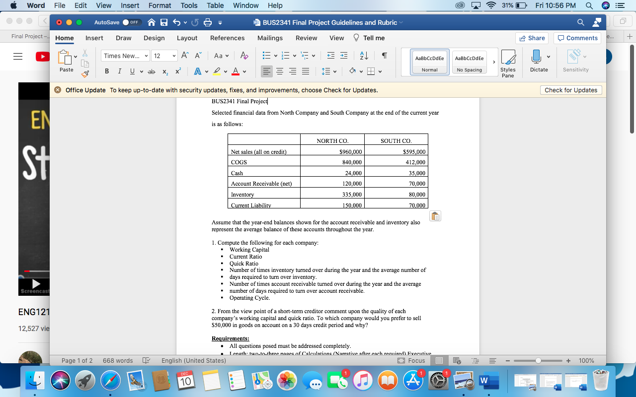 Solved Word File Edit View Insert Format Tools Table Window | Chegg.com