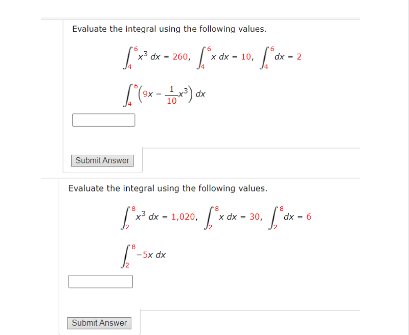Solved Evaluate the integral using the following values. x3 | Chegg.com