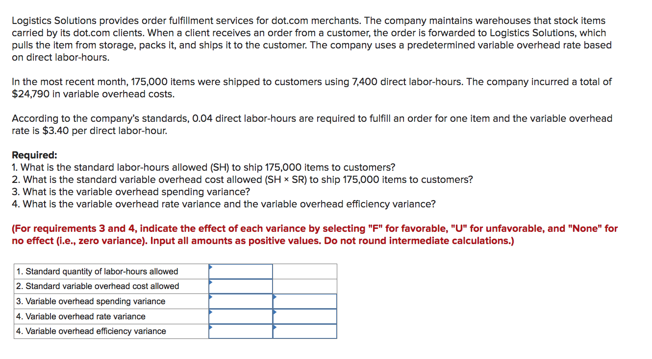 Solved Logistics Solutions provides order fulfillment | Chegg.com