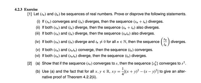 Solved Sn 4.2.3 Exercise [1Let (Sn) and (In) be sequences of | Chegg.com