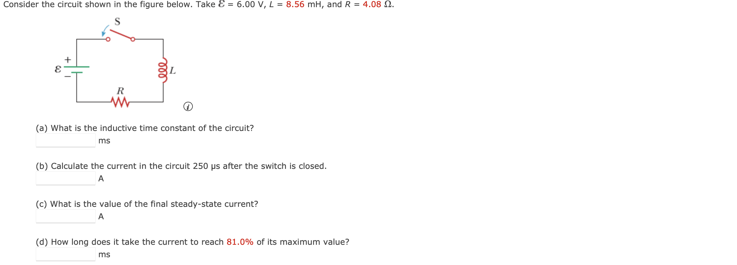Solved (a) What is the inductive time constant of the | Chegg.com