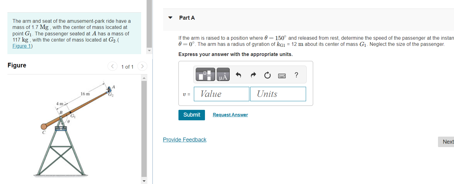 Solved Part A The arm and seat of the amusement-park ride | Chegg.com