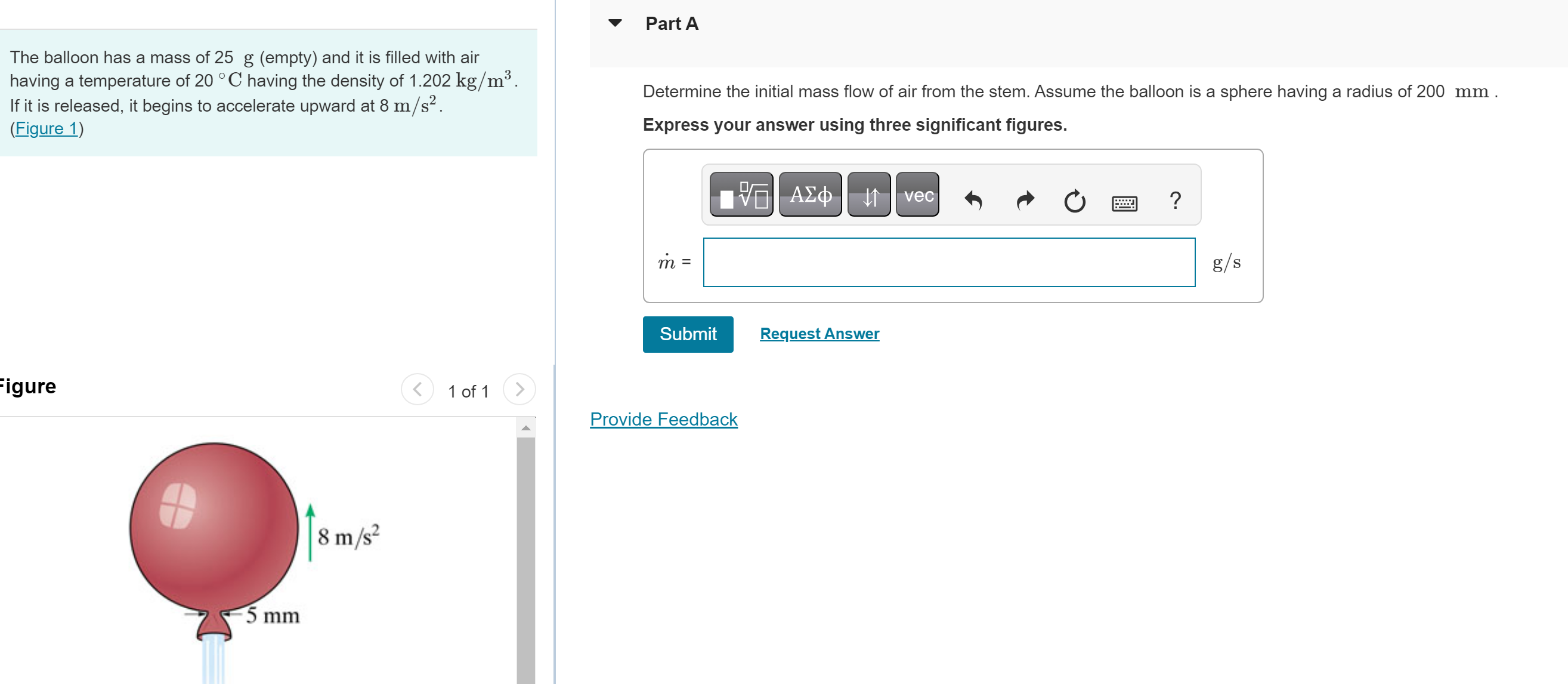Solved Part A The balloon has a mass of 25g (empty) and it | Chegg.com