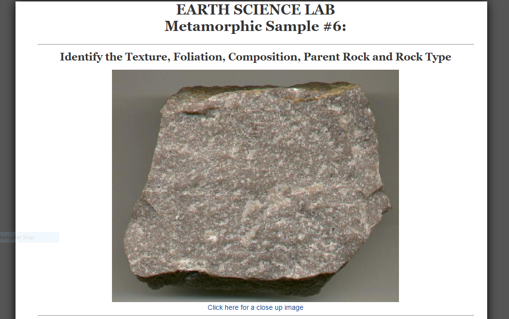Solved EARTH SCIENCE LAB Metamorphic Sample #5: Identify the | Chegg.com