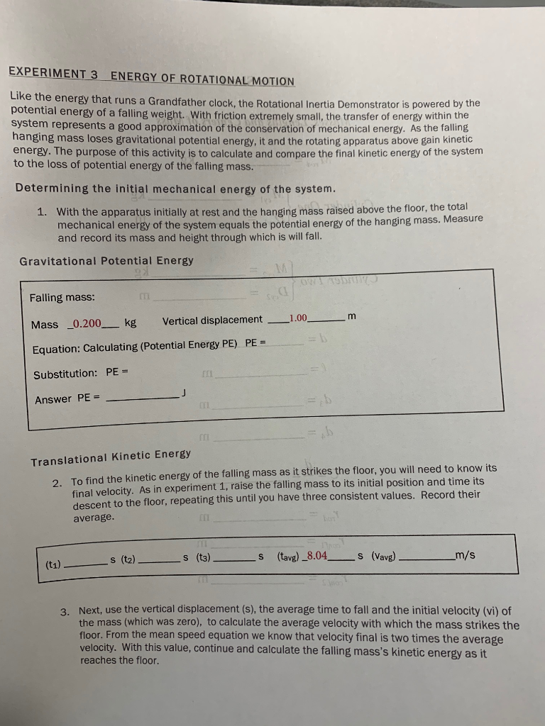 STUDENT LABS EXPERIMENT #1 KINEMATICS OF ROTATIONAL | Chegg.com