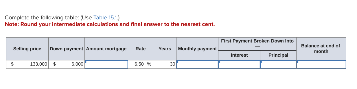 Solved Complete the following table: (Use Table 15.1.) Note: | Chegg.com