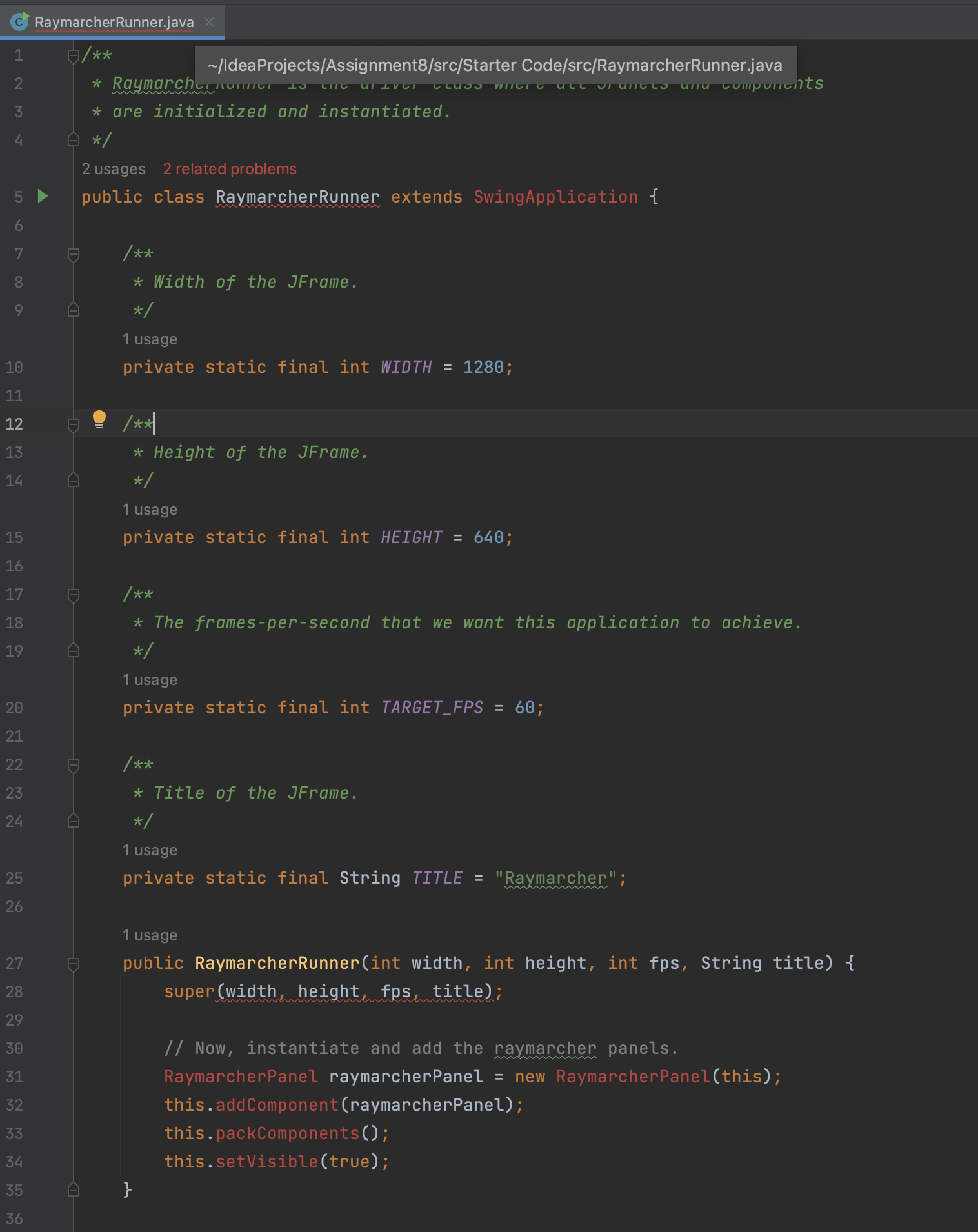 RaymarcherRunner.java1 usage Qoverride public void | Chegg.com