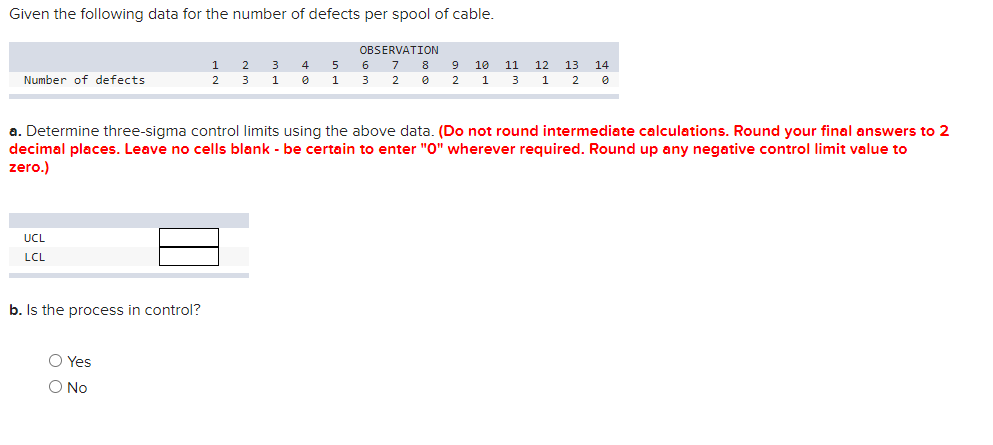 Solved Given the following data for the number of defects | Chegg.com