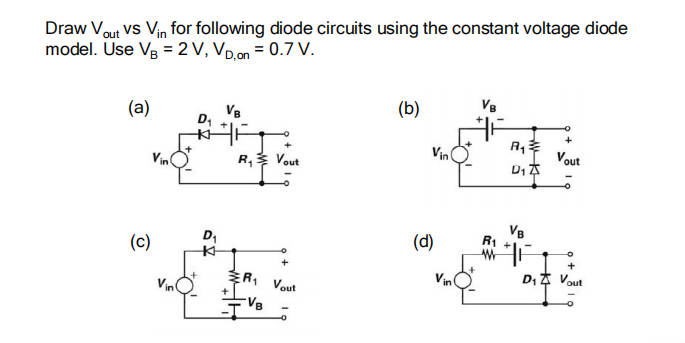 Draw Vout vsVin ﻿for following diode circuits using | Chegg.com