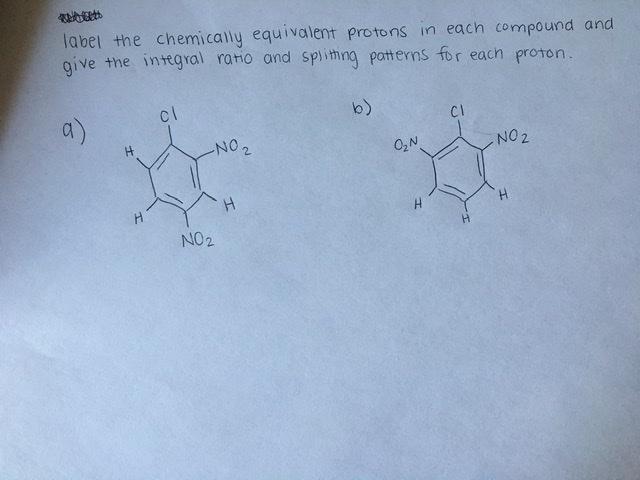 Solved label the chemically equivalent protons in each | Chegg.com