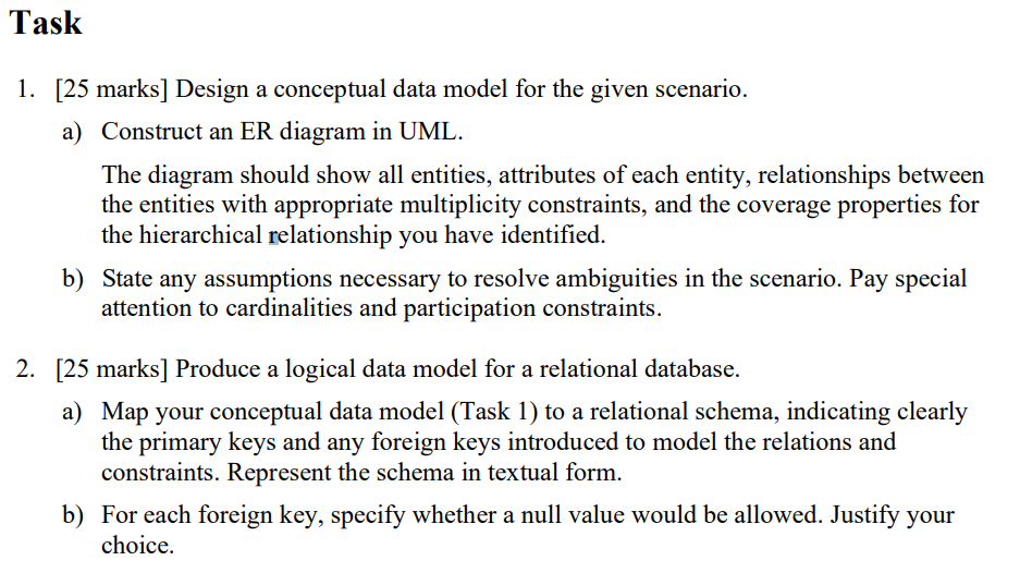Solved The problem scenario You are asked to design a | Chegg.com