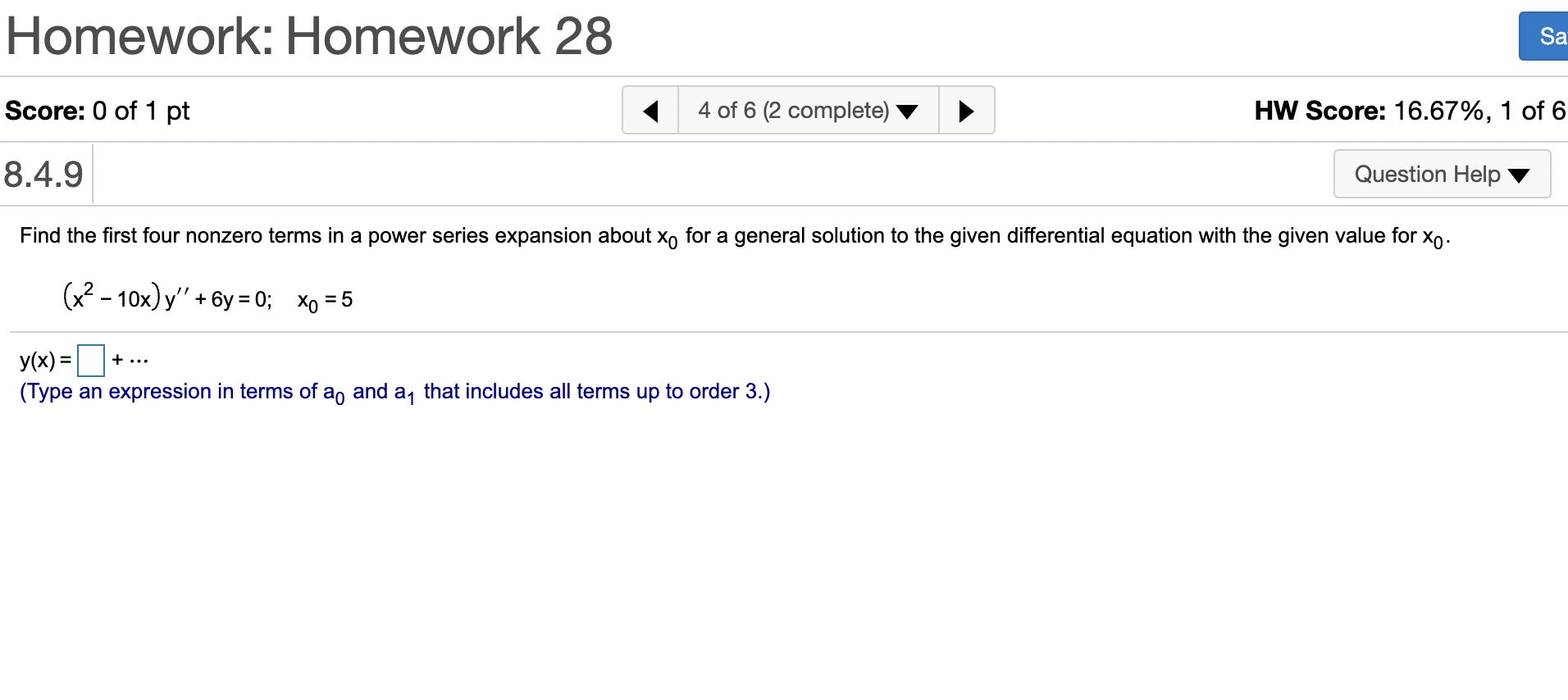 Solved Homework Homework 28 Sa Score 0 Of 1 Pt 4 Of 6 2