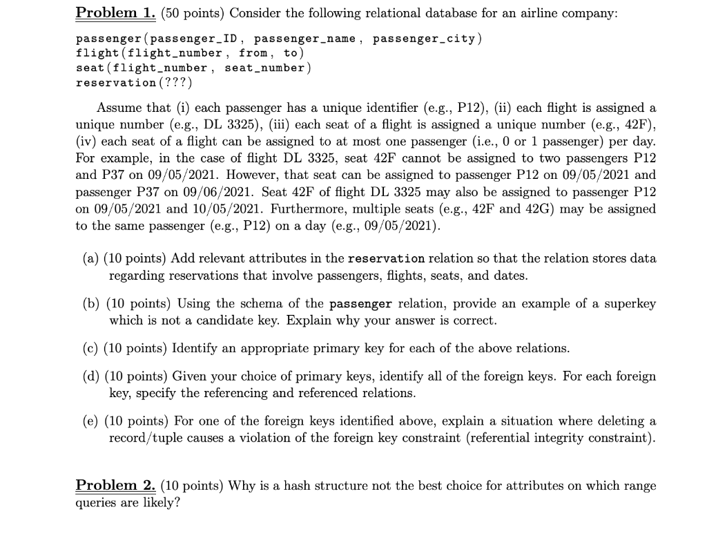 Solved Problem 1. (50 points) Consider the following | Chegg.com