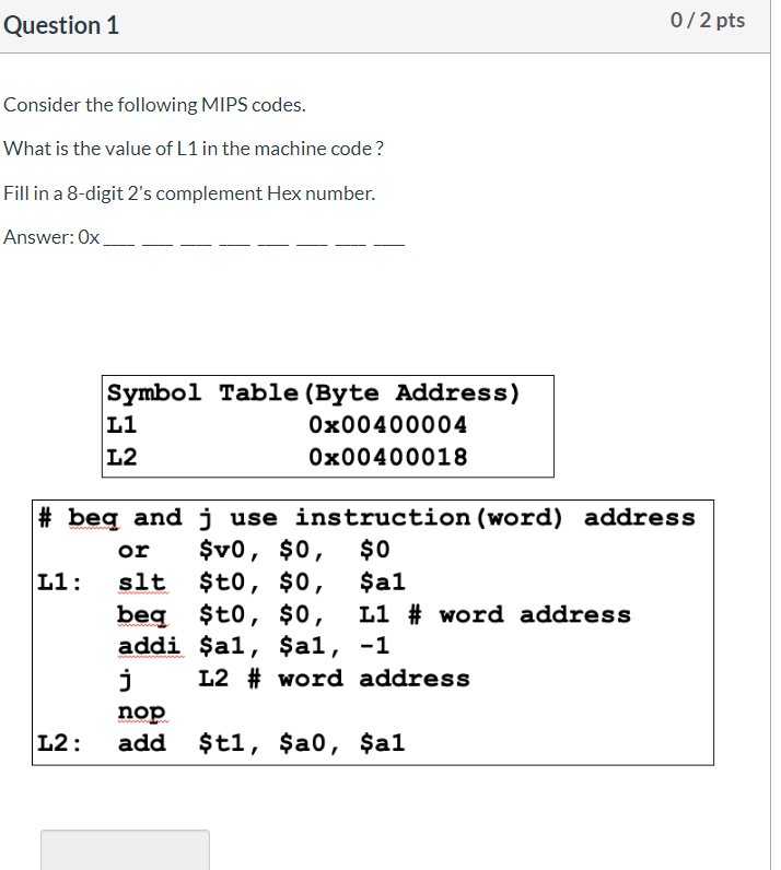 Using the following MIPS codes. What is the value of | Chegg.com