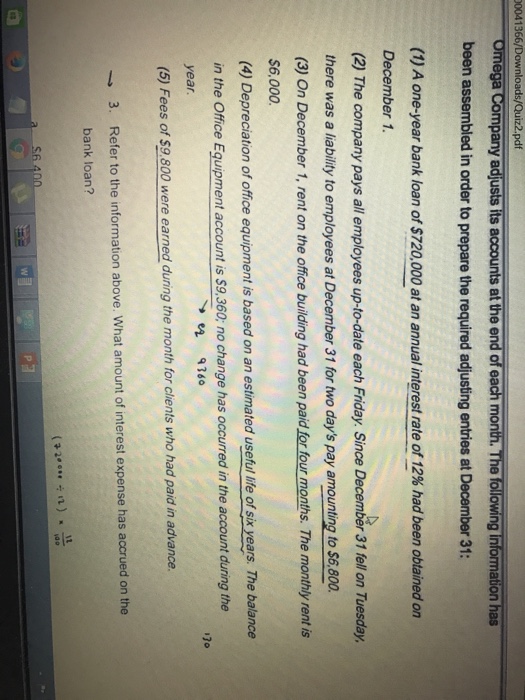 Solved 00413 2.pdf Omega Company adjusts its accounts at the | Chegg.com