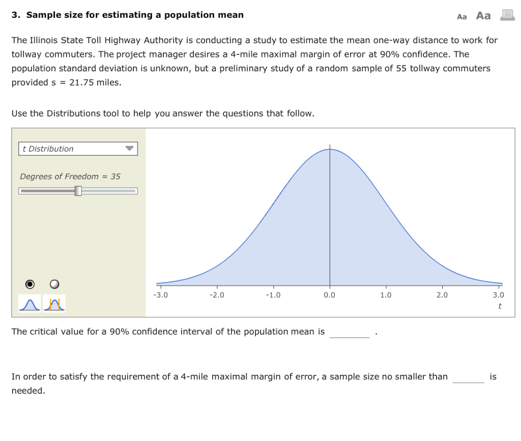 Solved 3. Sample size for estimating a population mean Aa Aa | Chegg.com