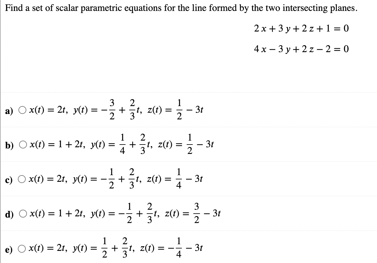 Solved Find a set of scalar parametric equations for the | Chegg.com