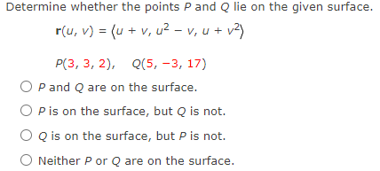Solved Determine whether the points P ﻿and Q ﻿lie on the | Chegg.com
