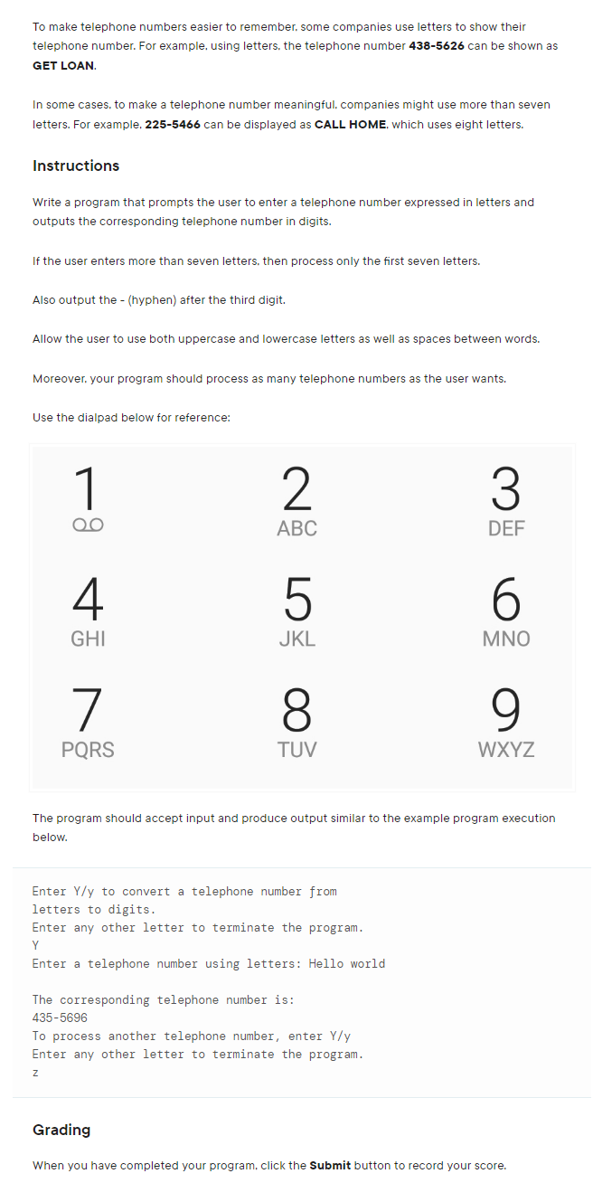 Solved To make telephone numbers easier to remember, some | Chegg.com